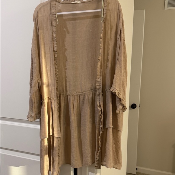 easel | Sweaters | Easel Tan Ruffle Openfront Sweater | Poshmark